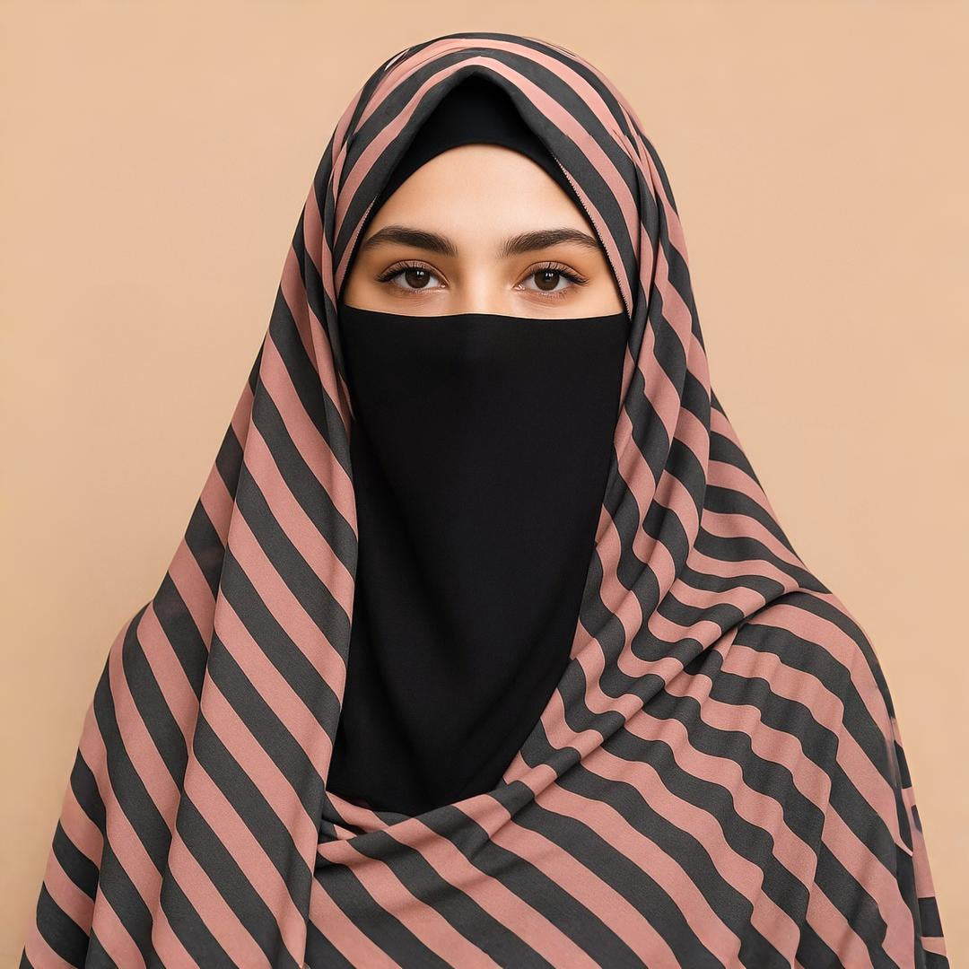 Printed Hijab Plain Naqab – samzhijabi