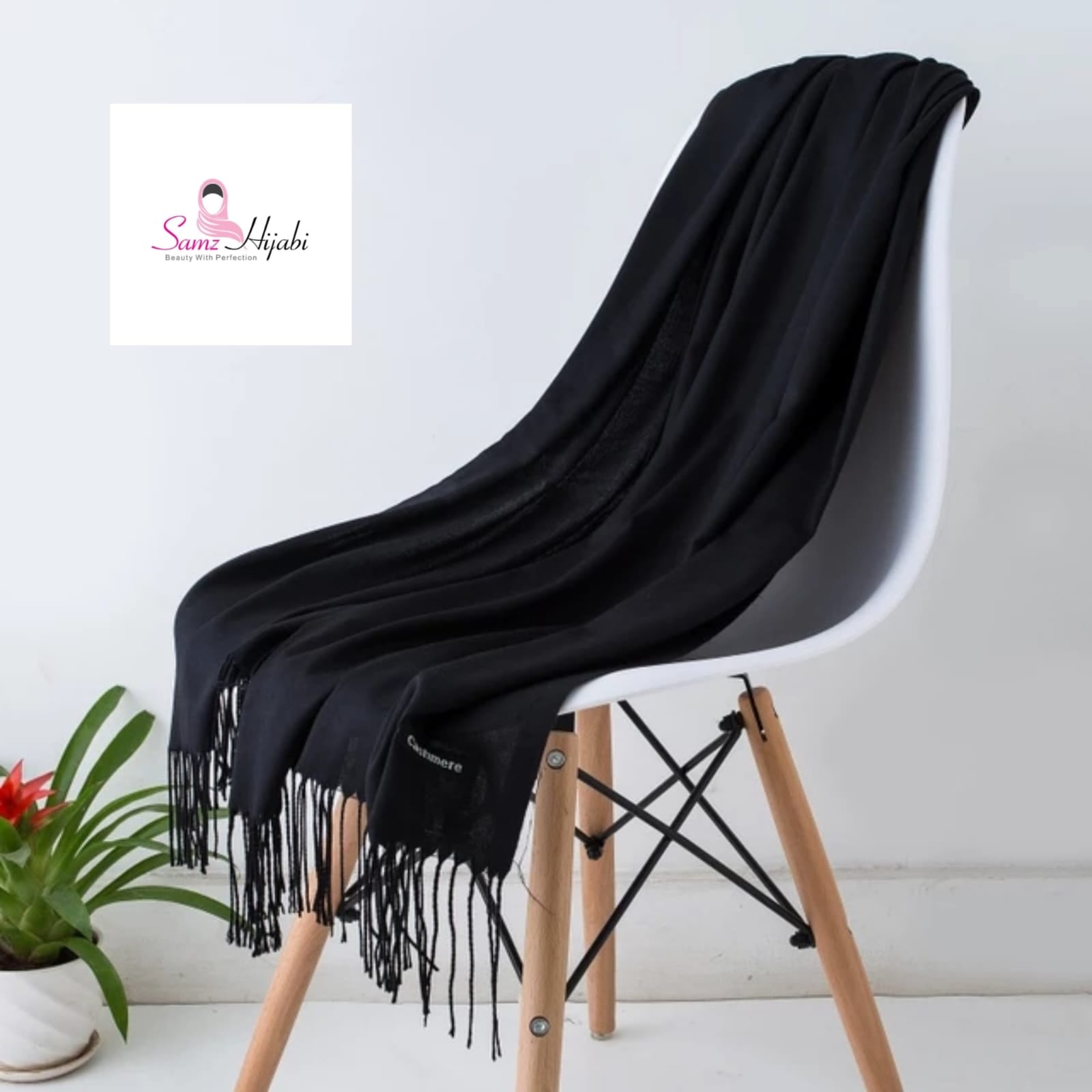 Cashmere Wool Cut Shawl - Black – samzhijabi